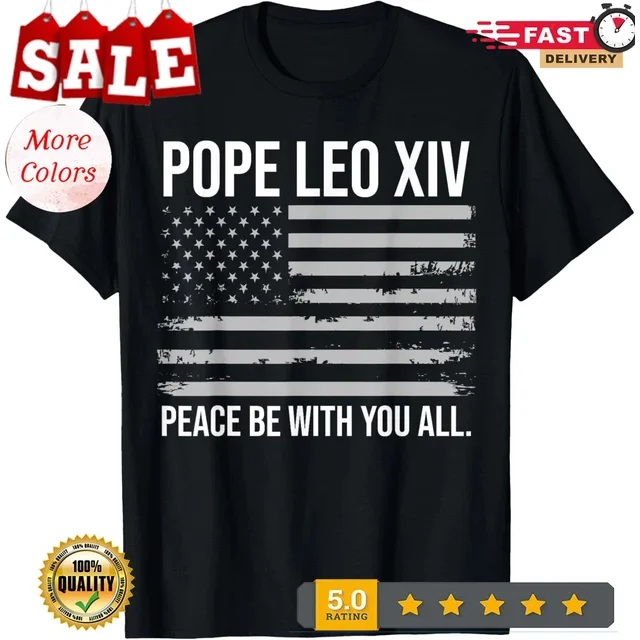 Hot Trending Tee With Pope Leo Xiv 14Th First American Pope Usa Vintage Unisex T-Shirt - Walmart.com