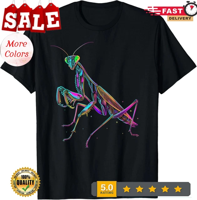 Hot Trending Tee With Praying Mantis Colorful Insect Bug Entomology ...