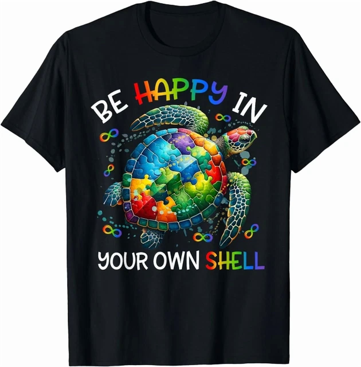 Hot Trending Tee With Puzzle Turtle Be Happy In Your Own Shell Autism ...