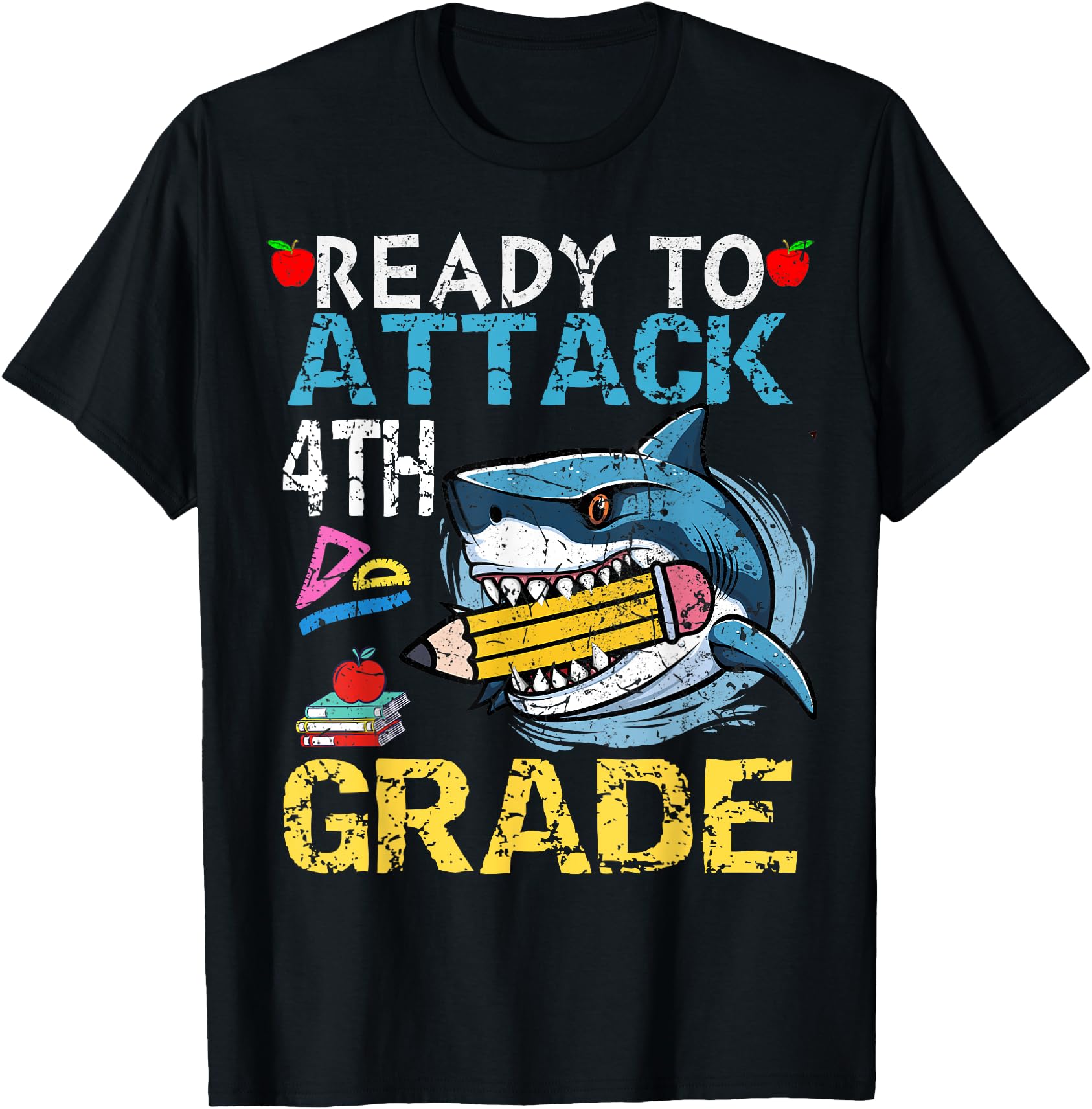 Hot Trending Tee With Ready To Attack 4Th Grade Funny Shark 4Th First ...
