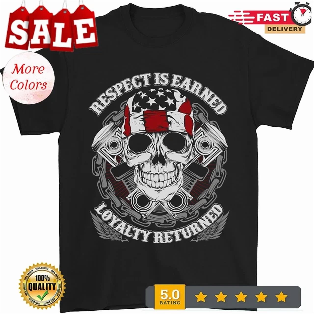 Hot Trending Tee With Respect Earned Motorbike Motorcycle Biker Mens T ...