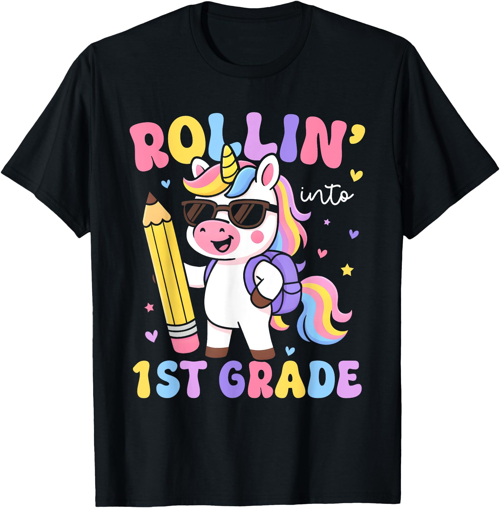 Hot Trending Tee With Rolling Into 1St Grade Cute Unicorn Back To ...