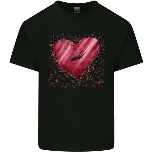 Hot Trending Tee With Scuba Diving Heart Ocean Diver Mens Womens S-5Xl ...