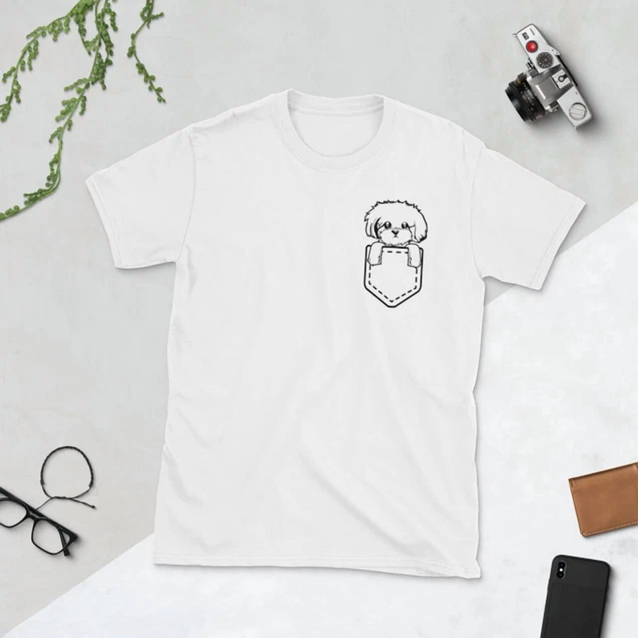 Hot Trending Tee With Shih Tzu Pocket Cute Face Dog Pet Lover T-Shirt ...
