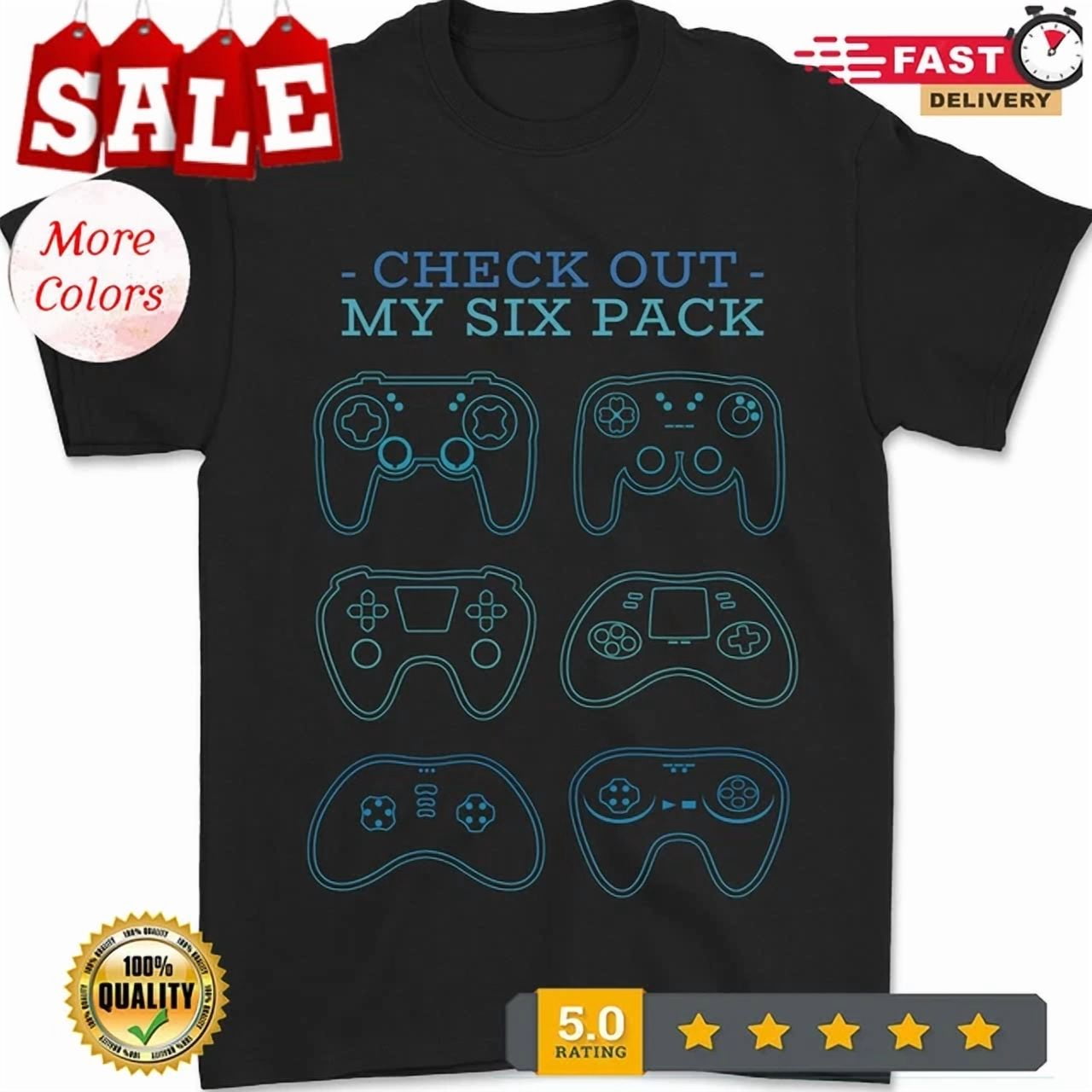 Hot Trending Tee With Six Pack Controller Gaming Gamer Mens T-Shirt 100 ...
