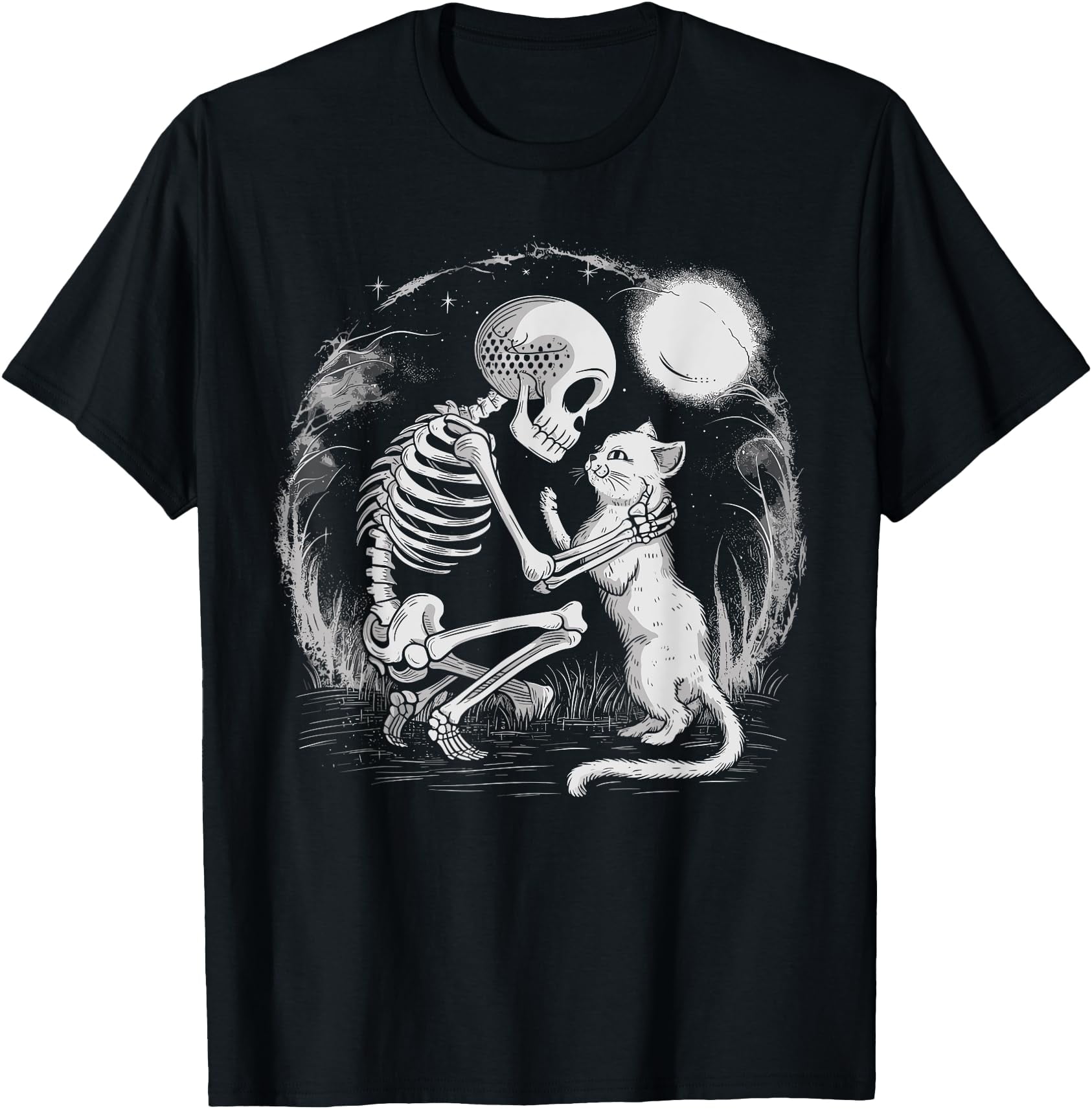 Hot Trending Tee With Skeleton Cat Skull Kitty Cute Goth Halowen ...