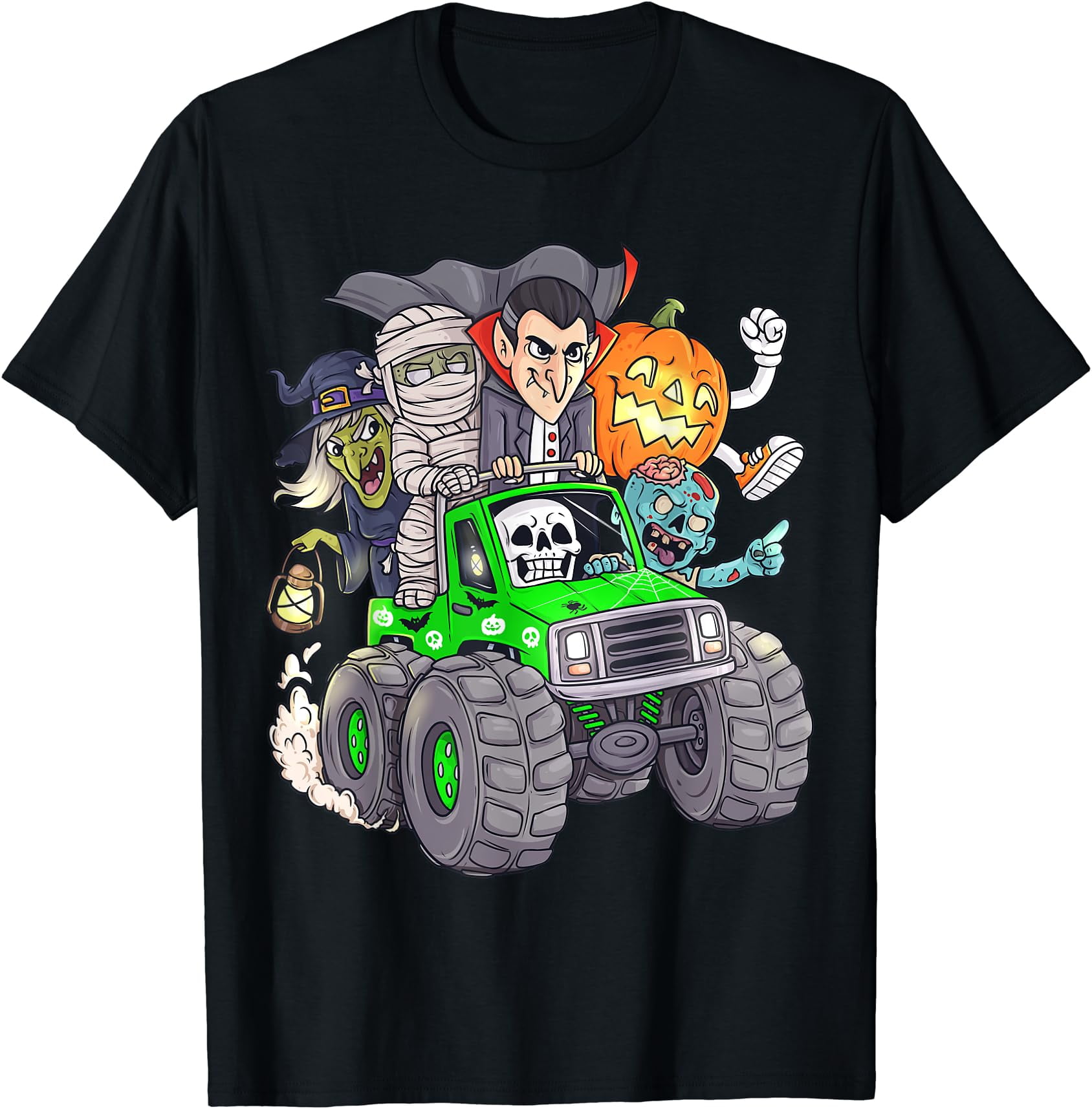 Hot Trending Tee With Skeleton Zombie Monster Truck Vampire Men Unisex ...
