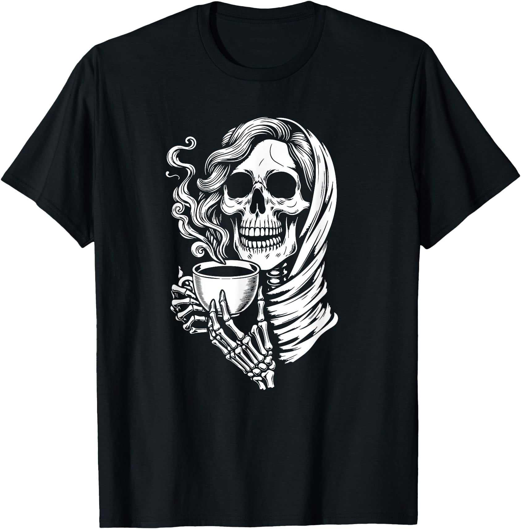 Hot Trending Tee With Skull Skeleton Coffee Halowen - Walmart.com