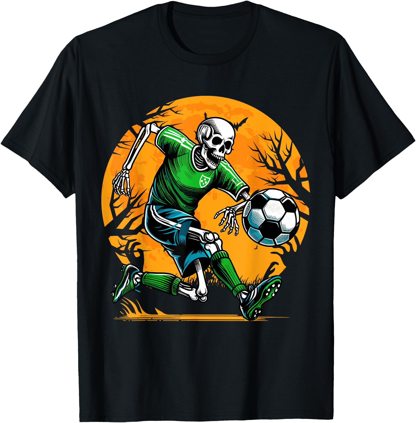 Hot Trending Tee With Soccer Skeleton Football Spooky Men Soccer Player ...