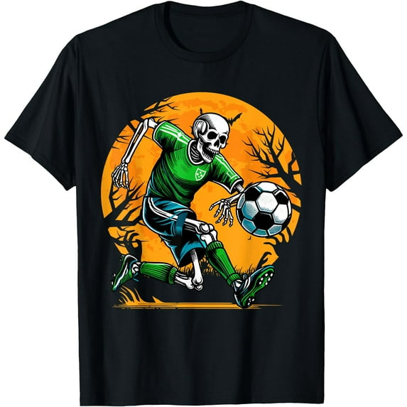 Hot Trending Tee With Soccer Skeleton Football Spooky Men Soccer Player ...