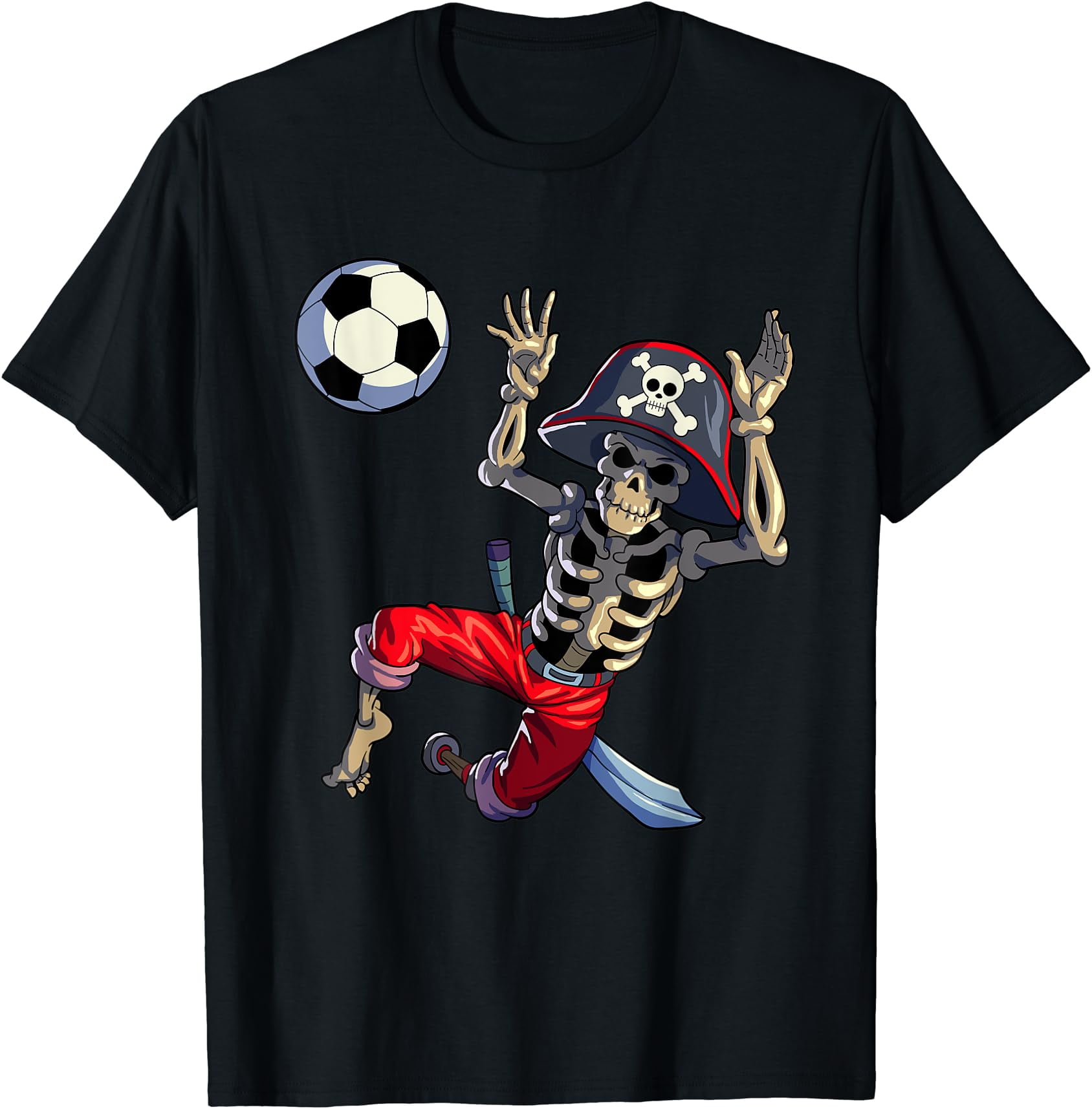 Hot Trending Tee With Soccer Skeleton Halowen Soccer Goalkeeper Pirate ...
