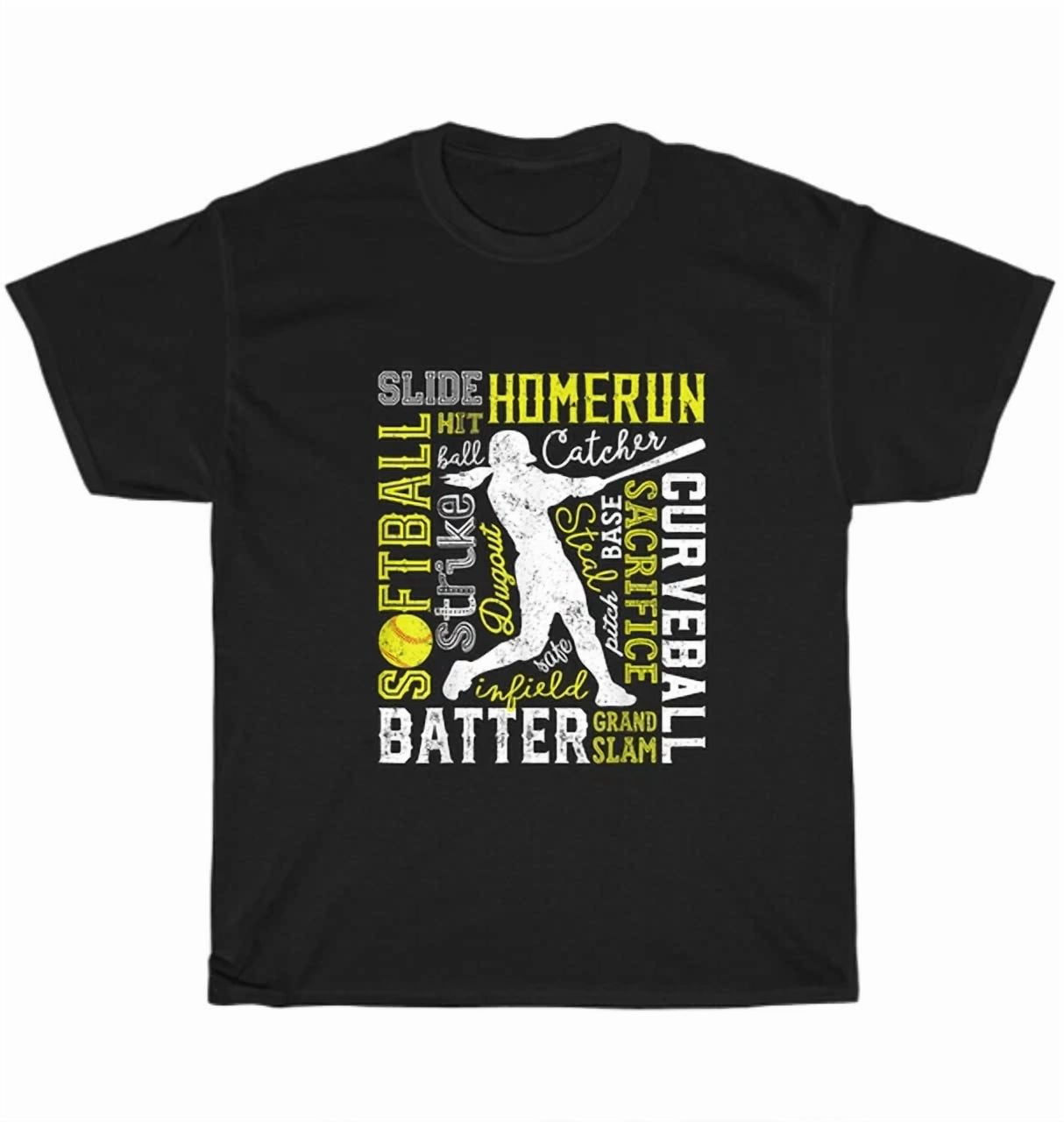 Hot Trending Tee With Softball Typography Word Art Batter Pitcher ...