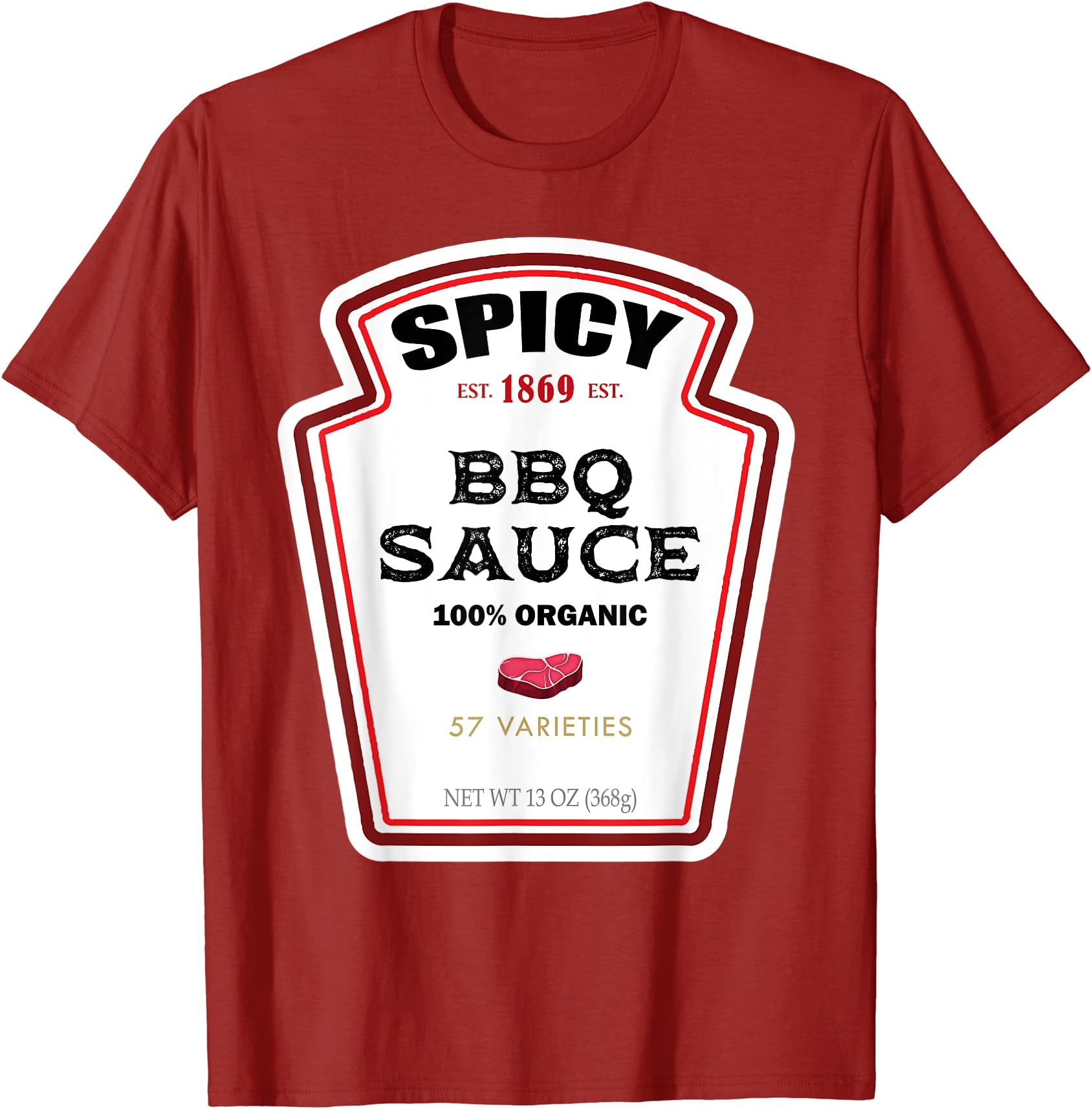 Hot Trending Tee With Spicy Bbq Sauce Bottle Label Funny Halowen Outfit ...
