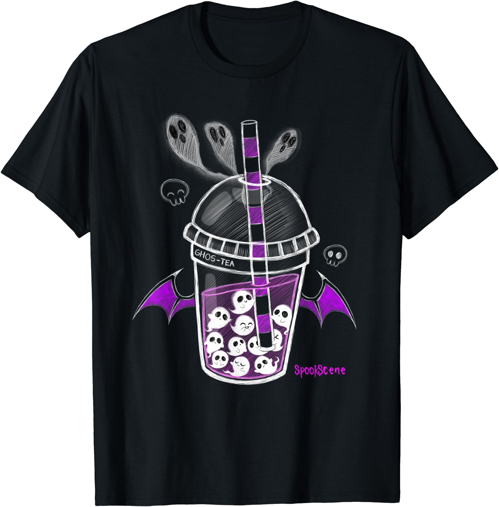 Hot Trending Tee With Spookscene Ghos-Tea Spooky Boba Emo Goth Alt ...