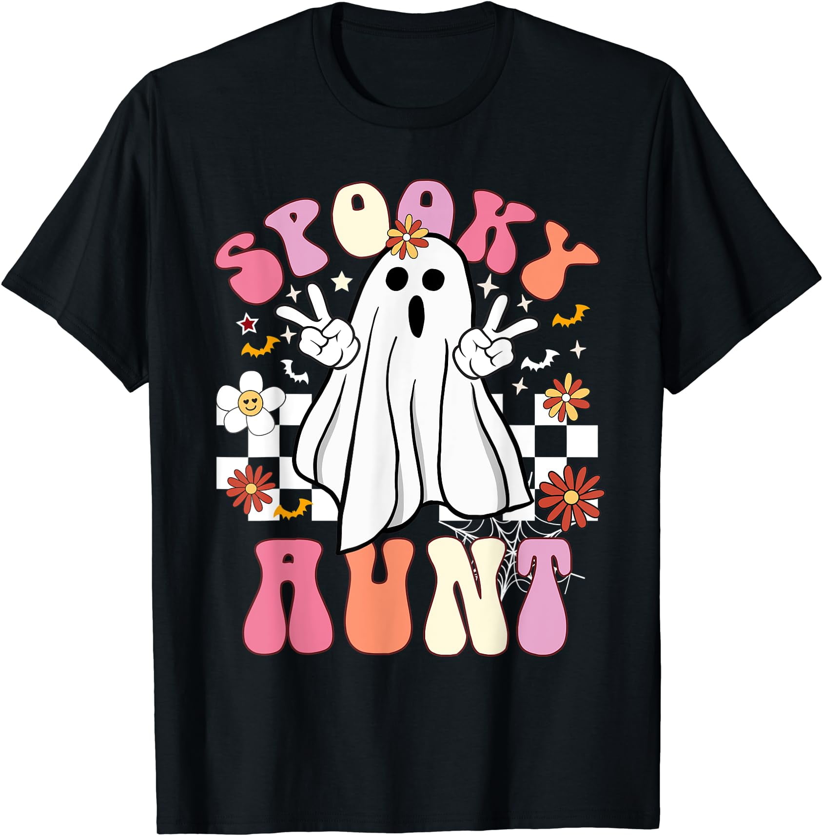 Hot Trending Tee With Spooky Aunt Floral Ghost Hippie Halowen Spooky ...