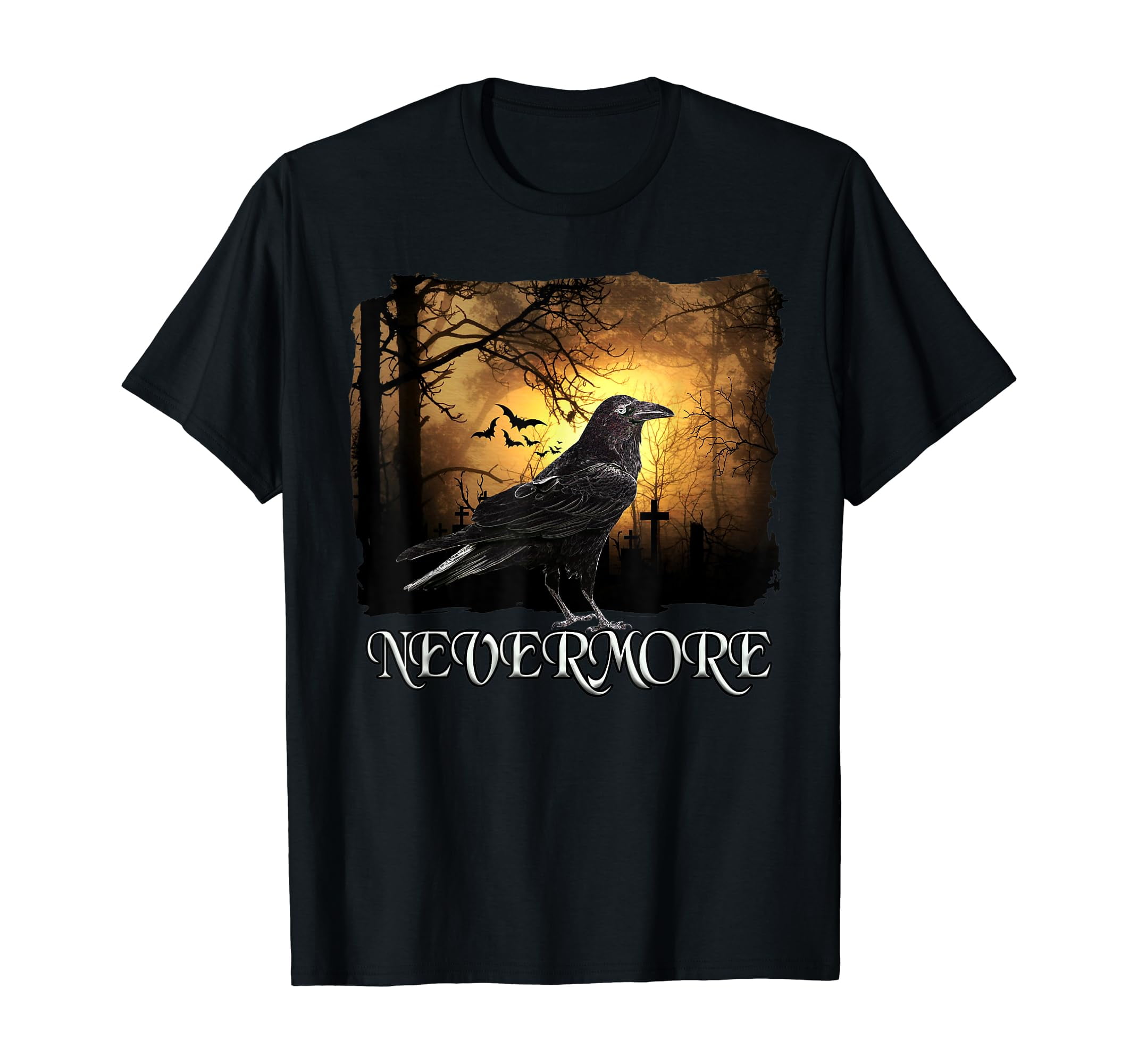 Hot Trending Tee With Spooky, Creepy Nevermore Raven Edgar Allan Poe ...