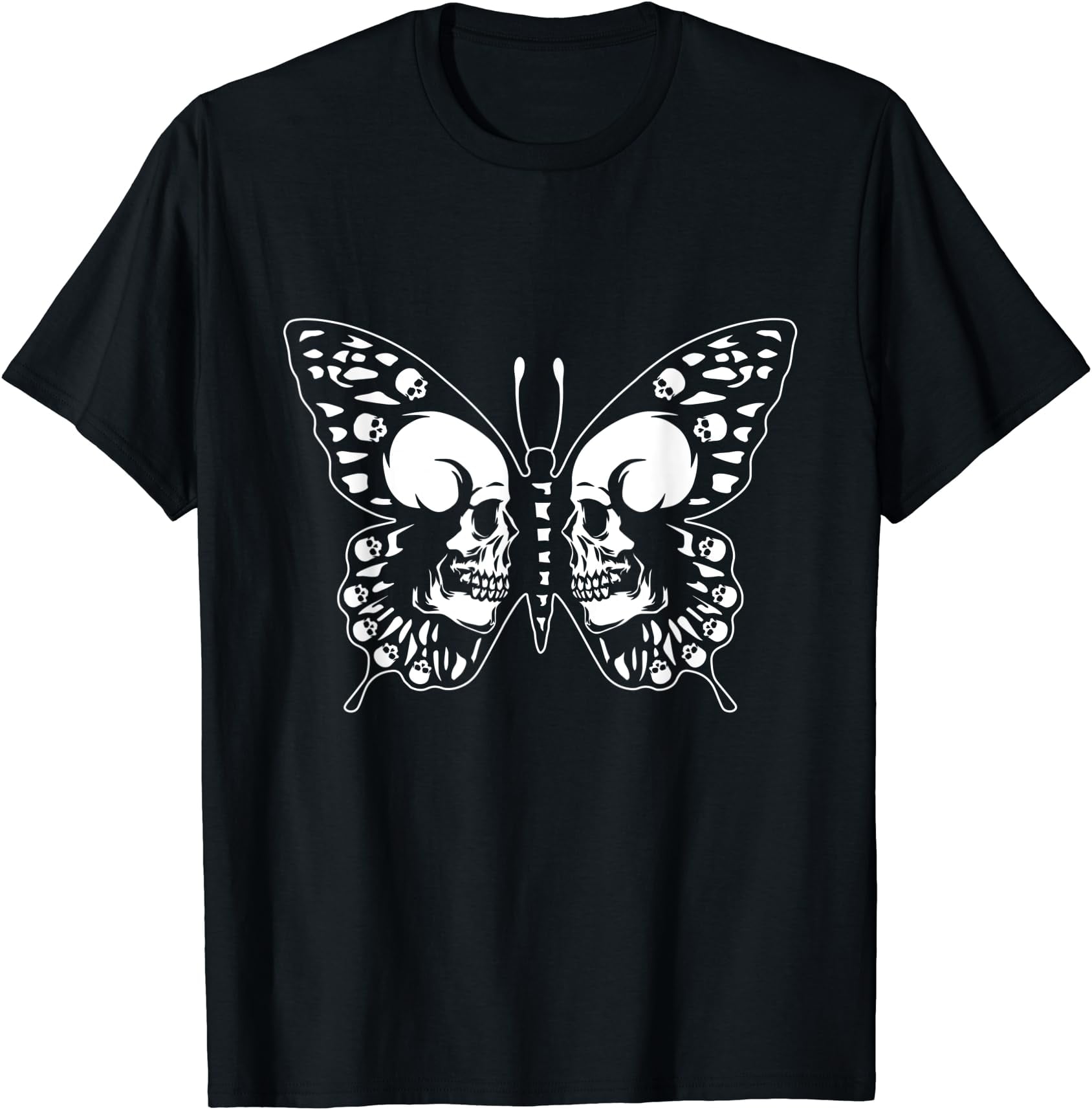 Hot Trending Tee With Spooky Halowen Skull Goth Graphic Butterfly Wing ...