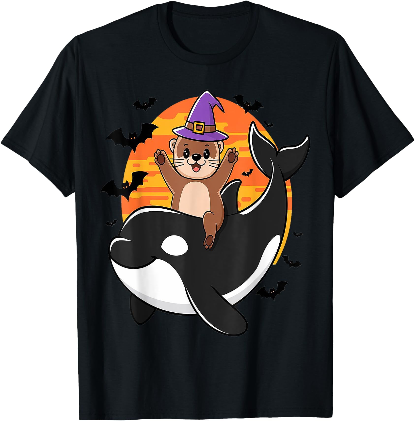 Hot Trending Tee With Spooky Sea Adventure Witchy Otter Riding Orca ...