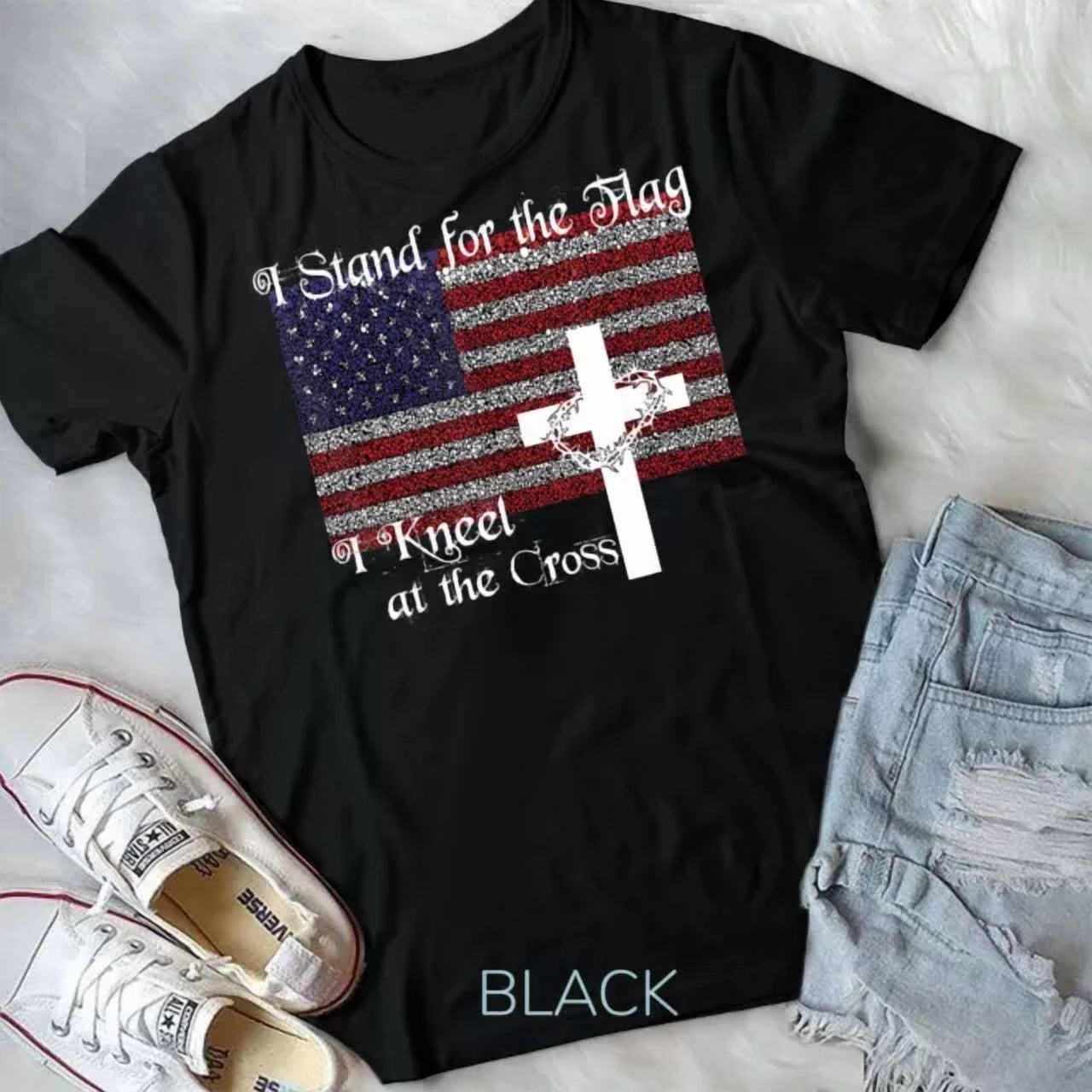 Hot Trending Tee With Stand For The Flag, I Kneel At The Cross ...