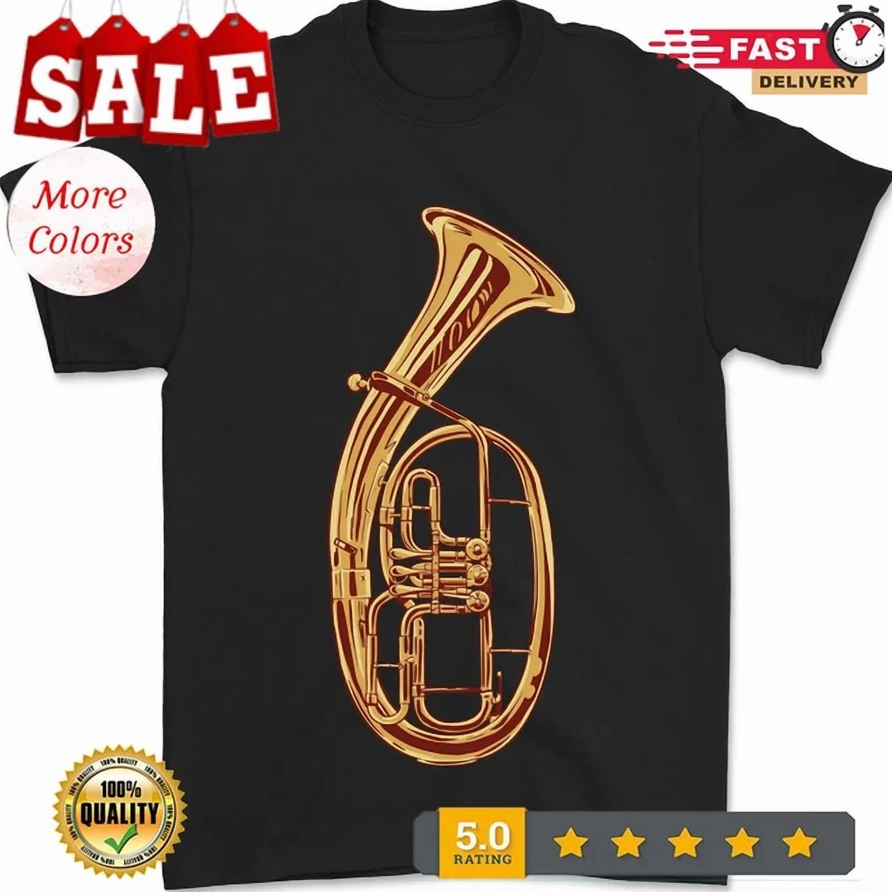 Hot Trending Tee With Tenor Horn Brass Musical Instrument Mens T-Shirt ...