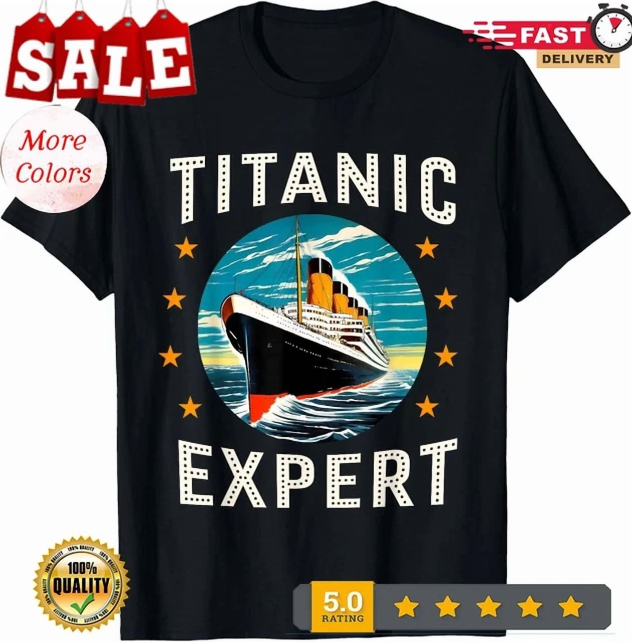 Hot Trending Tee With Titanic Expert Rms Titanic Birthday Merch T-Shirt ...