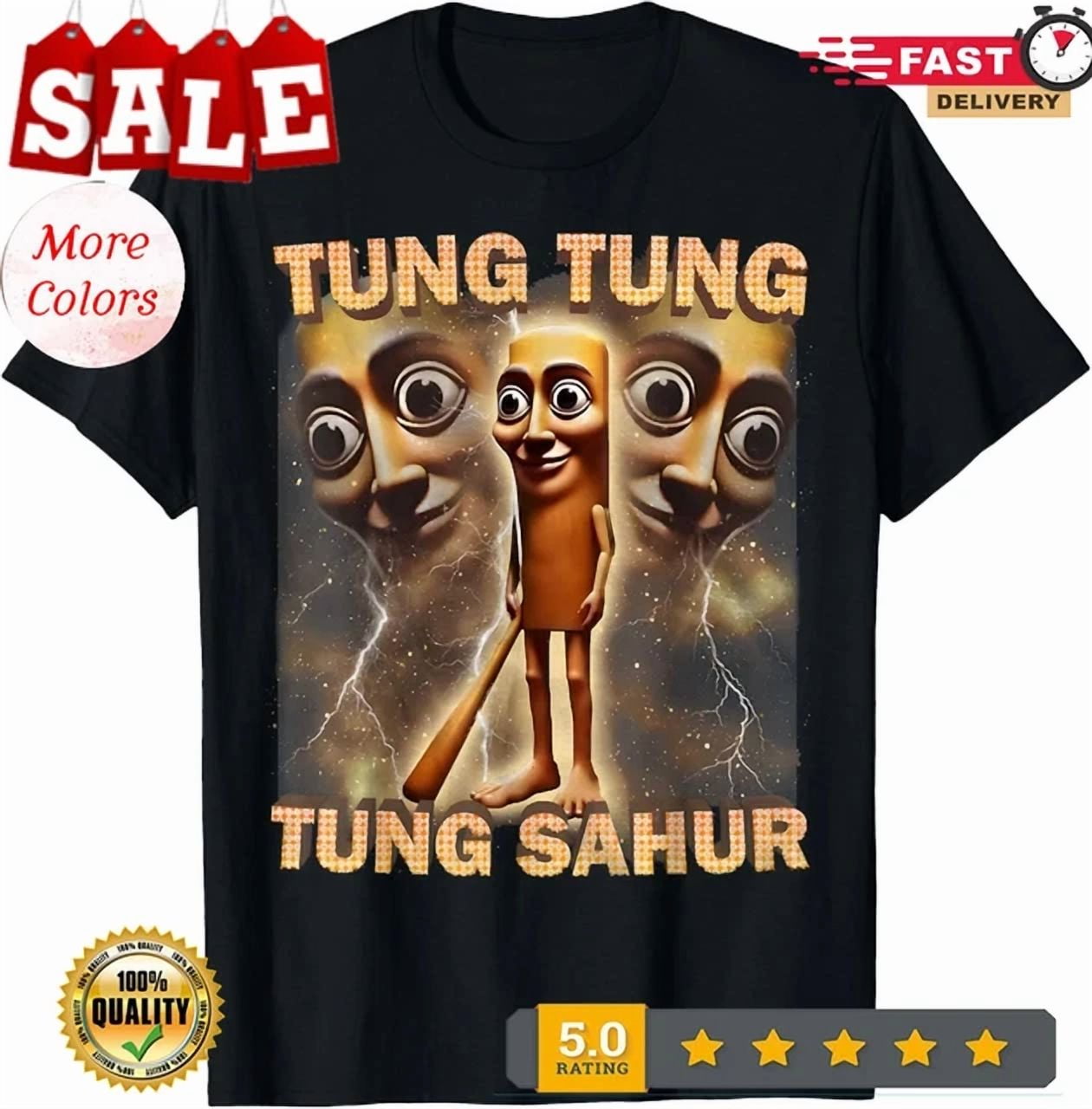 Hot Trending Tee With Tung Tung Tung Sahur Brainrot Humor Gen Z Unisex ...