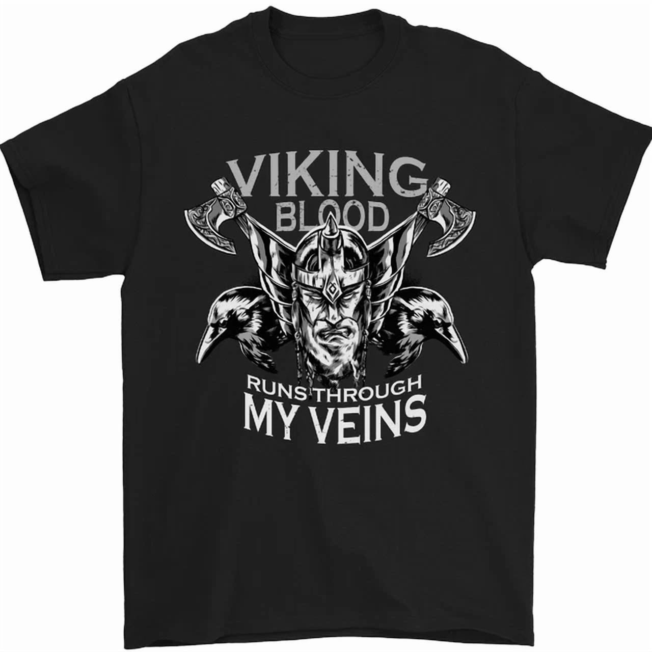 Hot Trending Tee With Viking Blood Odin Valhalla Norse Mythology Mens ...