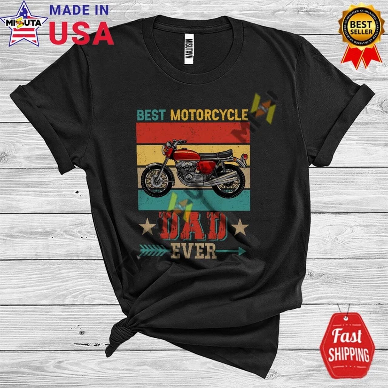 Hot Trending Tee With Vintage Retro Best Motorcycle Dad Ever,Proud Father'S Day Motorcycle Biker ...