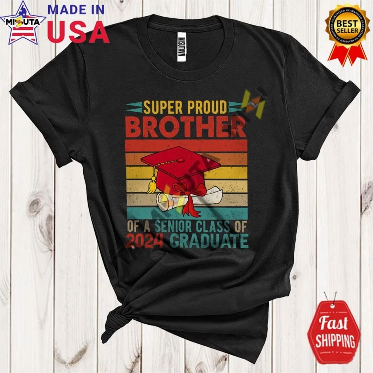 Hot Trending Tee With Vintage Retro Brother Senior Class 2024 Graduate ...