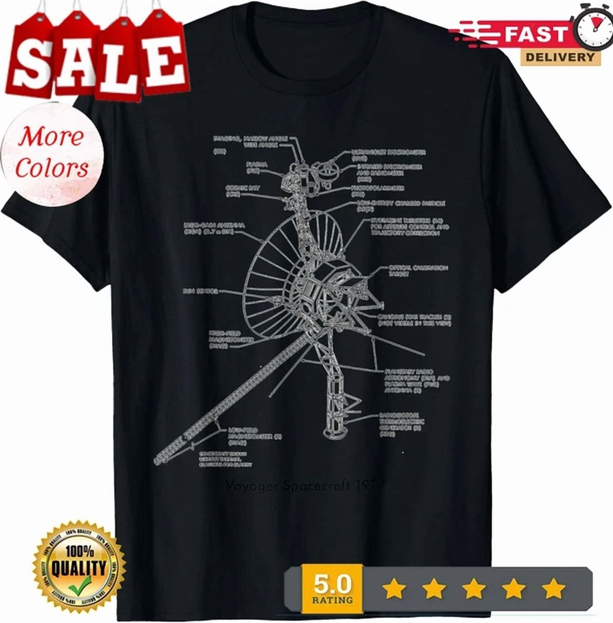 Hot Trending Tee With Voyager Spacecraft 1977 Schematic T-Shirt ...