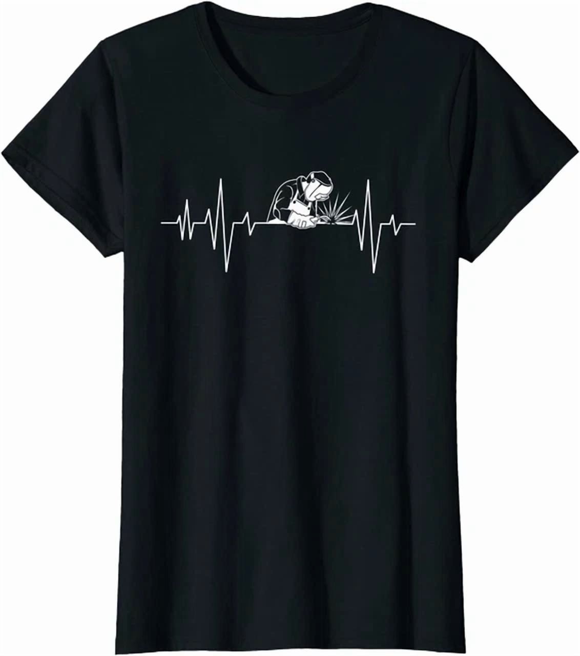 Hot Trending Tee With Welder Heartbeat Welding Construction Worker T ...