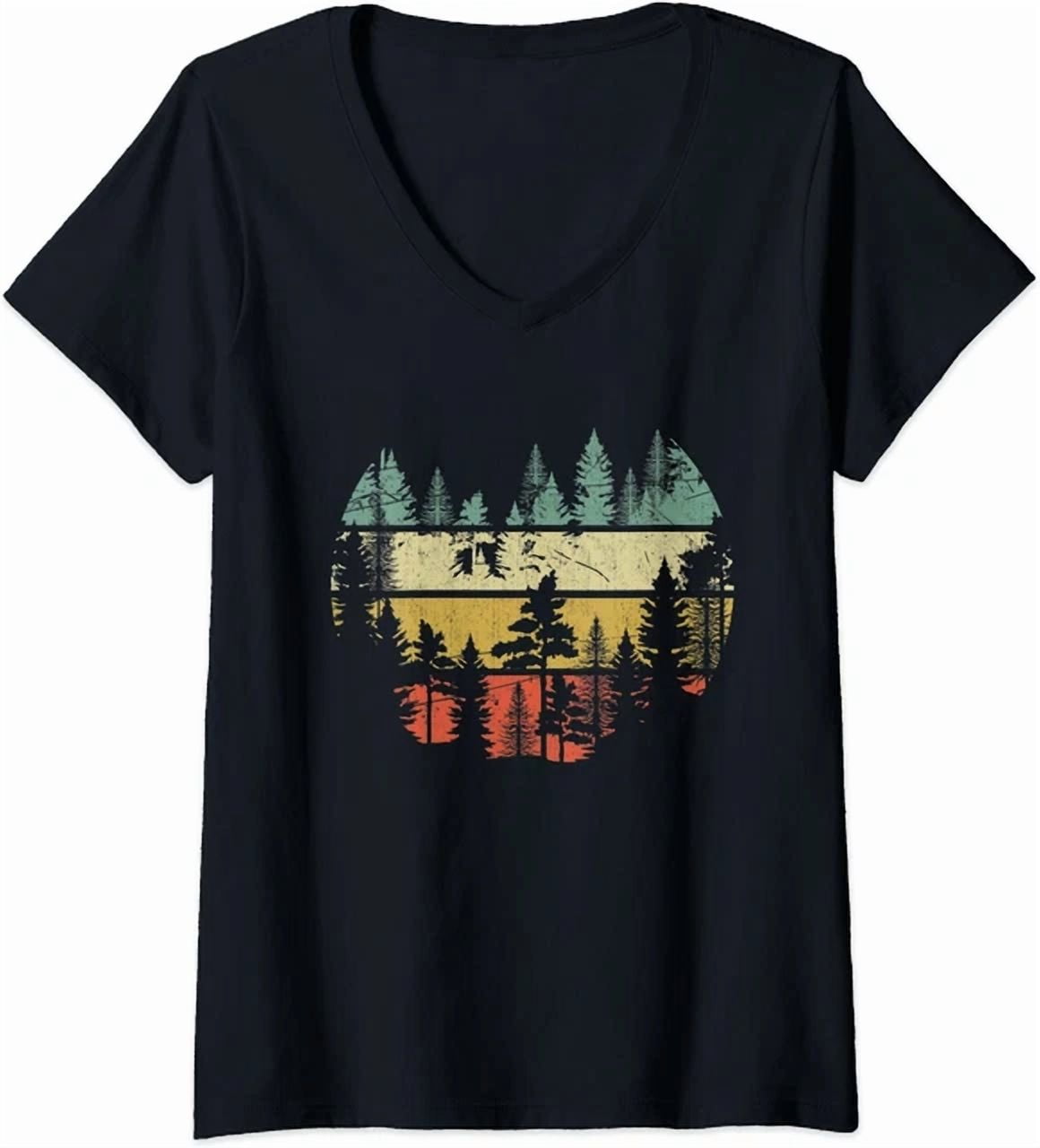 Hot Trending Tee With Wildlife Trees Outdoors Nature Retro Forest ...