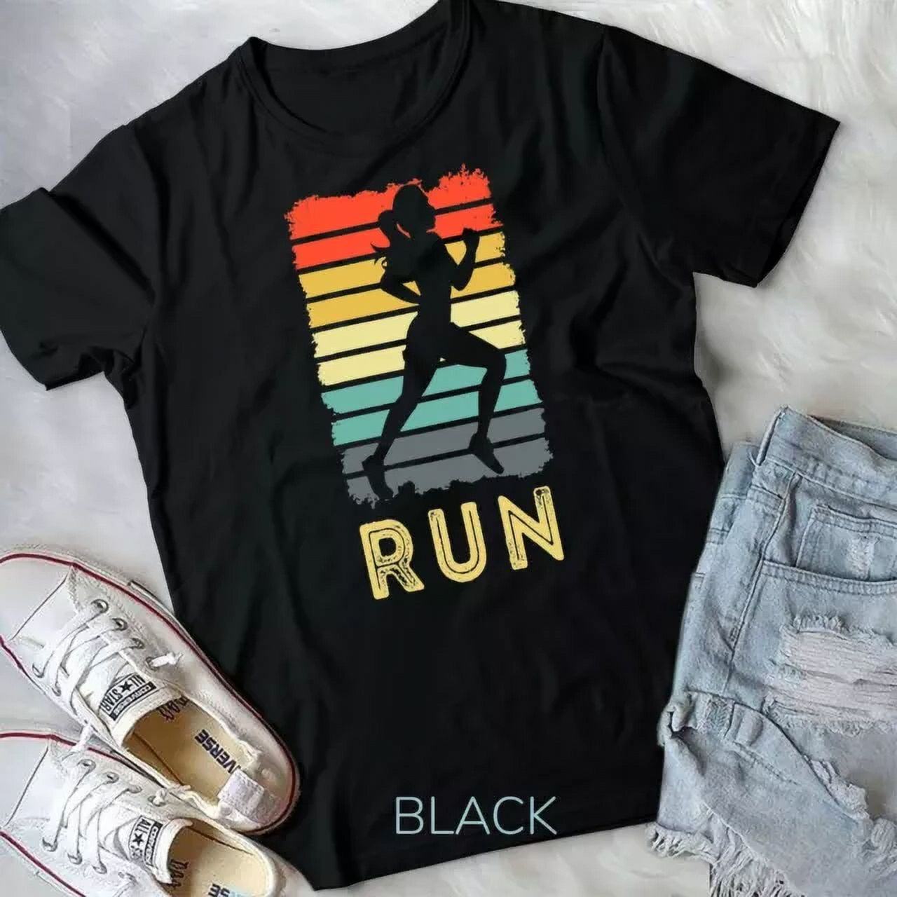 Hot Trending Tee With Womens Woman Runner Distressed Vintage Running T ...