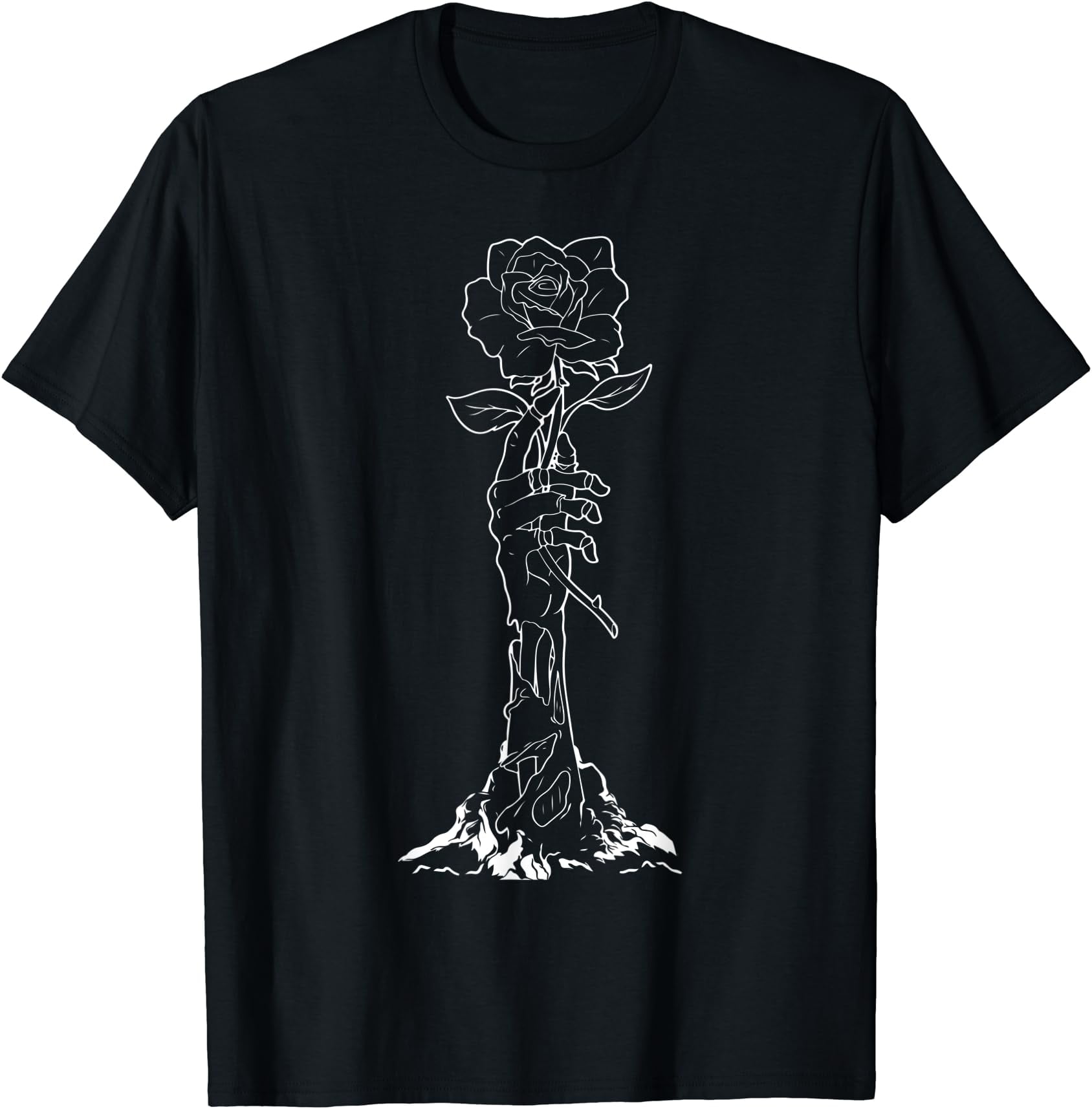 Hot Trending Tee With Zombiecore Aesthetic Skeleton Hand Rose Zombie ...