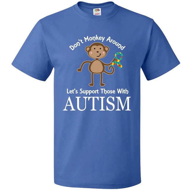 Hot Trending Tee with Autism Support Awareness Monkey T-Shirt Autistic ...