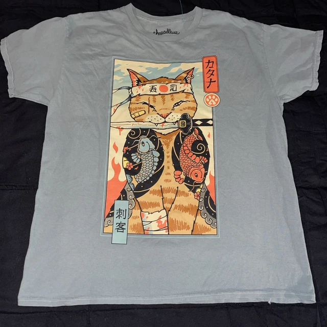 Hot Trending Threadless Japanese Art Cat Shirt Men Medium Ninja Anime ...