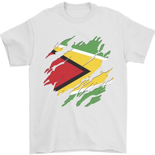 Hot Trending Torn Guyana Flag Guyanese Day Football T-Shirt Design ...