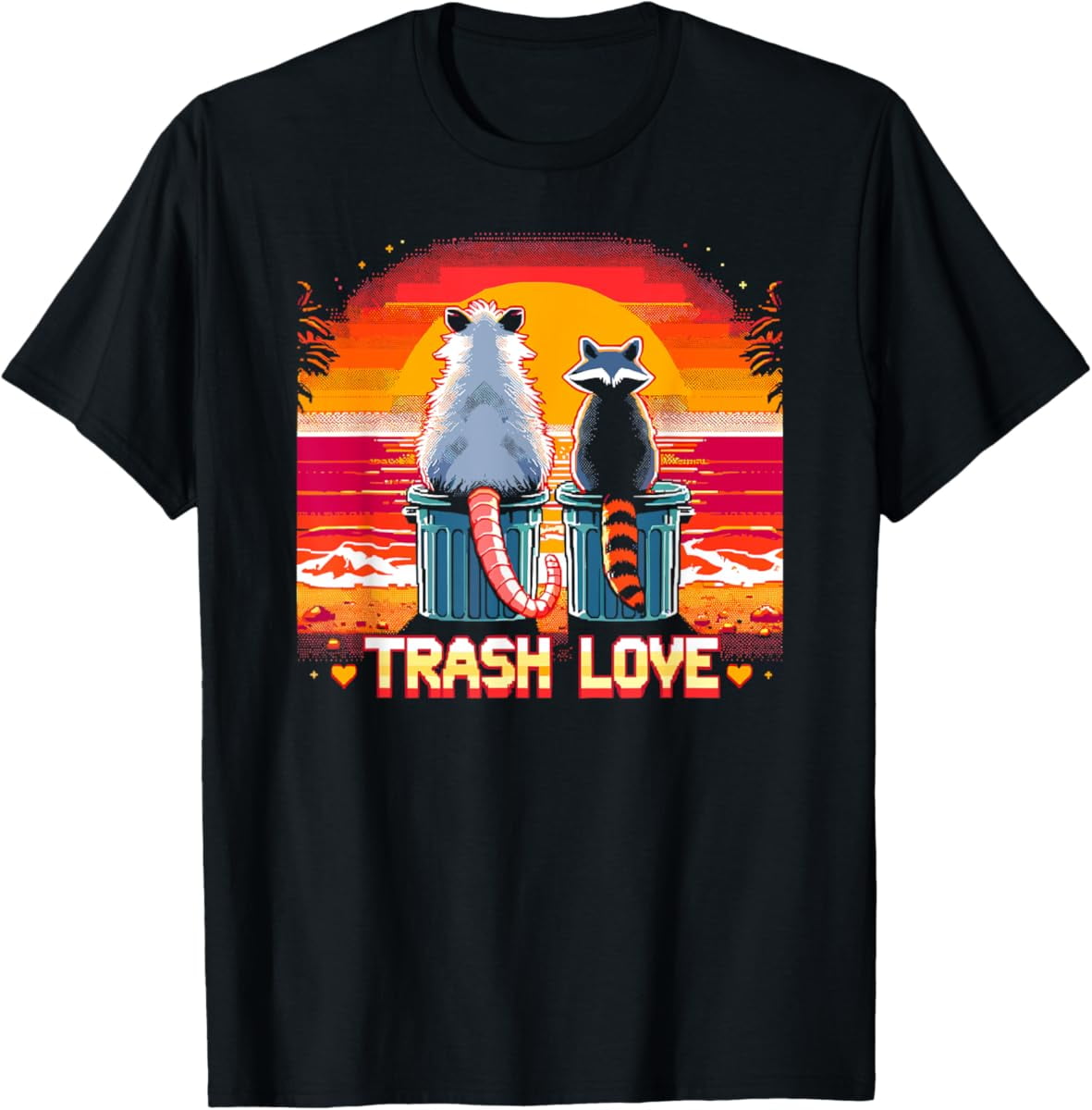 Hot Trending Trash Love Raccoon Possum, Retro Pixel Art Opossum Racoon ...