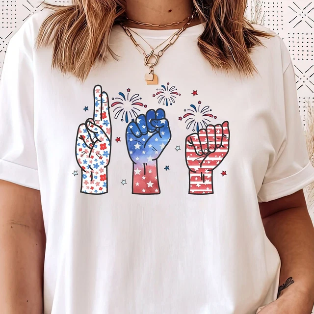 Hot Trending USA Sign Language Shirt, ASL 4th of July Shirt, America ...
