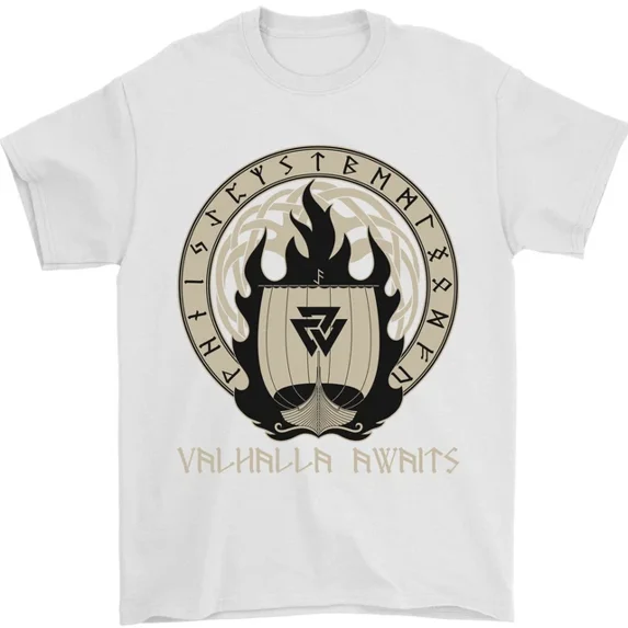 Hot Trending Vikings Valhalla Awaits Valknut Symbol Odin T-Shirt Design ...