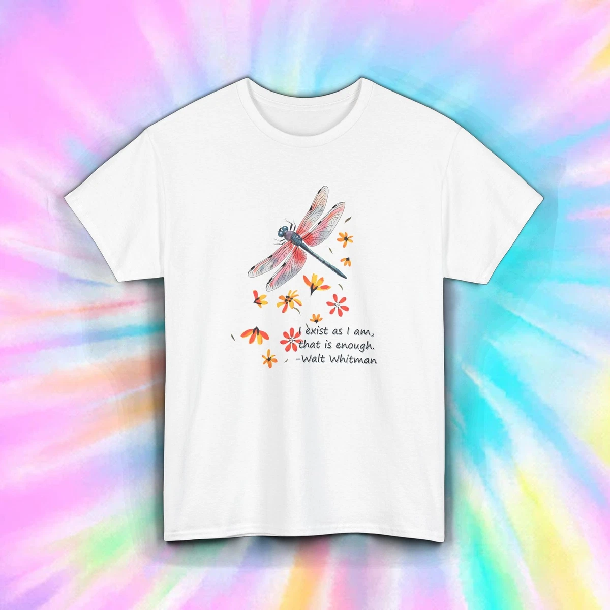 Hot Trending Walt Whitman Quote Shirt Dragonfly Floral Exist As I Am ...