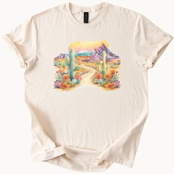 Hot Trending Watercolor Desert Cactus Tee Landscape Shirt Design ...