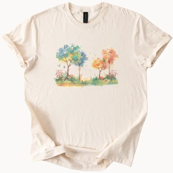 Hot Trending Watercolor Forest Tee Nature Lover Gift Woodland Animals ...