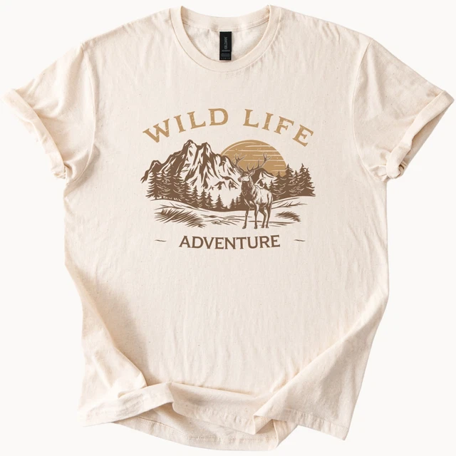 Hot Trending Wild Life Adventure Deer Mountain Graphic T Shirt Nature ...