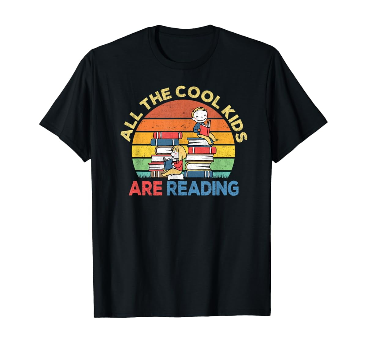 Hot Trending With All The Cool Are Reading Book Vintage Retro Sunset T ...