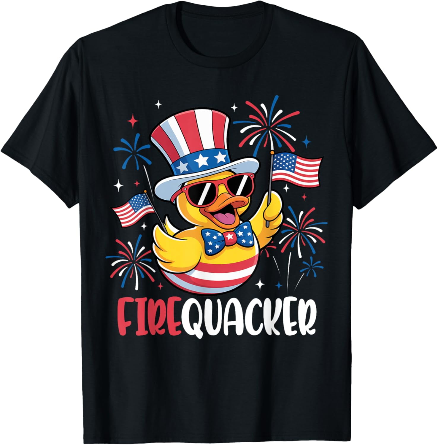 Hot Trending With Funny 4Th Of July Duck Firequacker Patriotic Fourth Of July T-Shirt Birthday ...