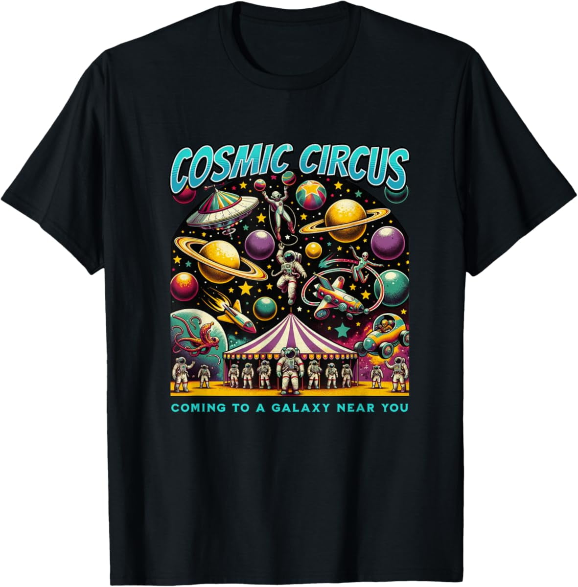 Hot Trending With Funny Retro Cosmic Circus Astronaut Outer Space Galaxy T-Shirt Design Preview ...