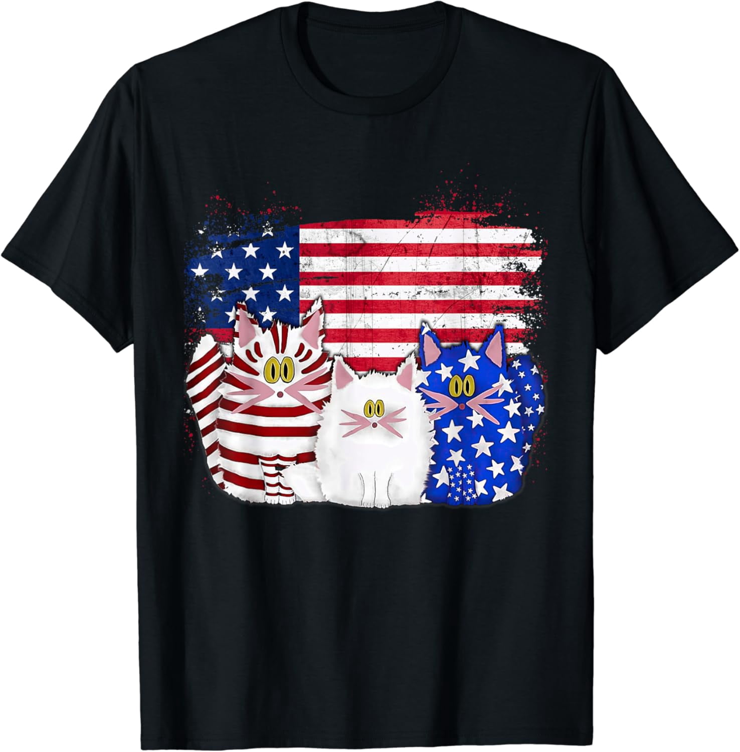 Hot Trending With Red White Blue Cats Usa Flag Firework 4Th Of July T ...