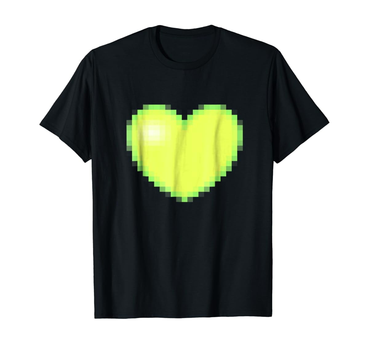 Hot Trending Yellow Lime Green Pixelated Heart T Shirt, Retro Gamer ...