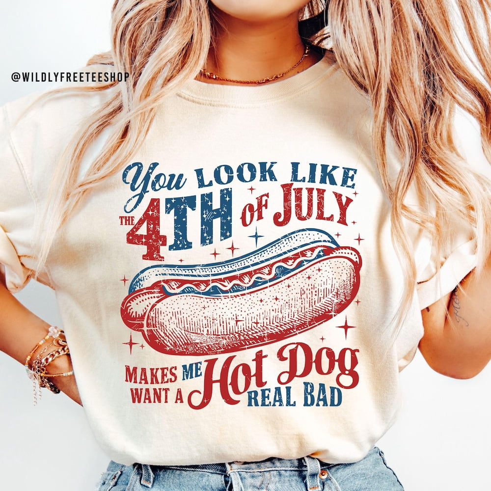 Hot Trending You Look Like The 4Th Of July Shirt, Funny Hot Dog Shirt ...